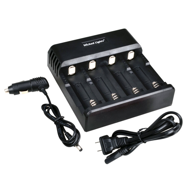 Wicked Lights® 4-Position Li-Ion Battery Charger 18650 or 21700 (No ...