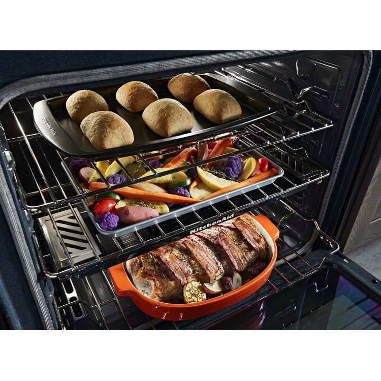 KitchenAid KSGG700EBS 30" Gas Slide-in Convection Range with Glass ...