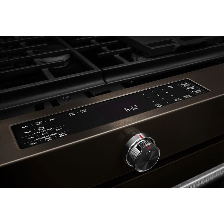 KitchenAid KSGG700EBS 30" Gas Slide-in Convection Range with Glass ...