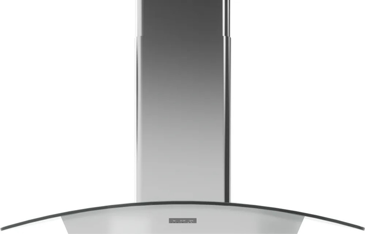 BMLE36BG Zephyr Brisas 36" Curved Glass Chimney Island Hood with 3 Speeds and ACT Technology ...
