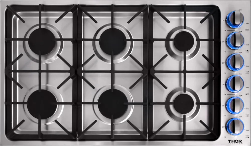 Thor Kitchen TGC3601 36" Gas Cooktop with 6 Burners - Stainless Steel ...