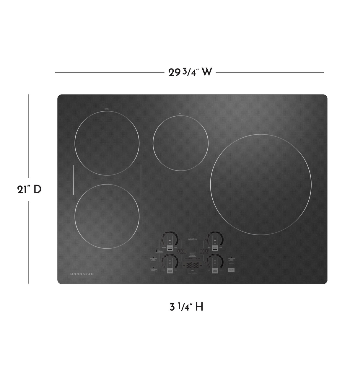 Monogram ZHU30RDTBB 30" Induction Cooktop with Glide Touch Control and ...