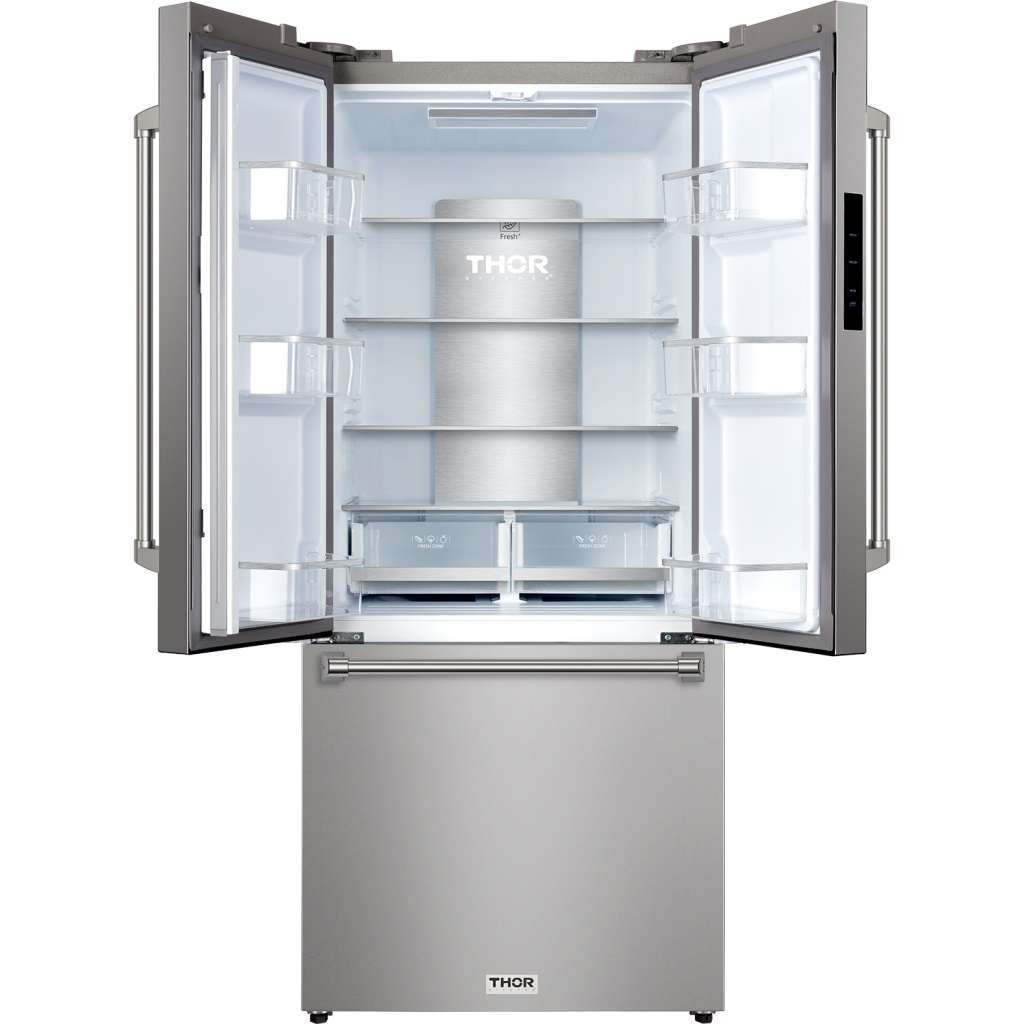 RF3017FFD99 Thor Gordon Ramsay 30" French Door Counter Depth Refrigerator with Ice Maker 17.7 cu ...