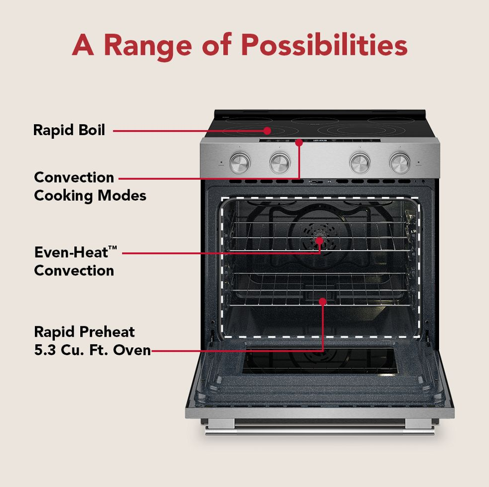 KitchenAid KSES330SPS 30" Smart Slide-In Electric Range with Air Fry ...
