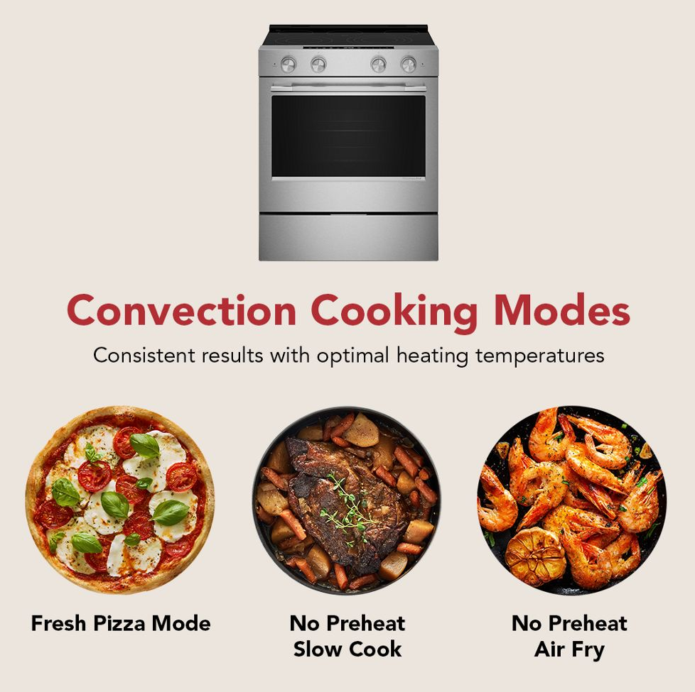 KitchenAid KSES330SPS 30" Smart Slide-In Electric Range with Air Fry ...