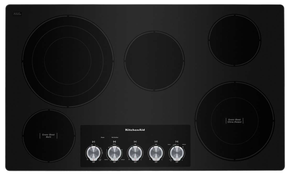 KitchenAid KCES556HSS 36" Electric Cooktop - Black with Stainless Steel ...