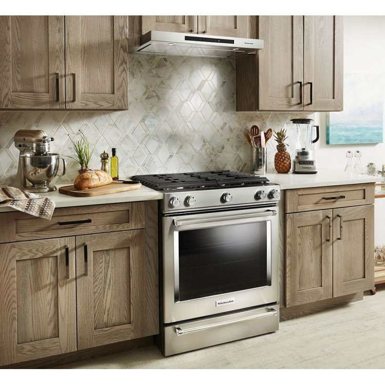 KitchenAid KSGG700ESS 30" Gas 5 Slide-in Convection Range with Glass ...