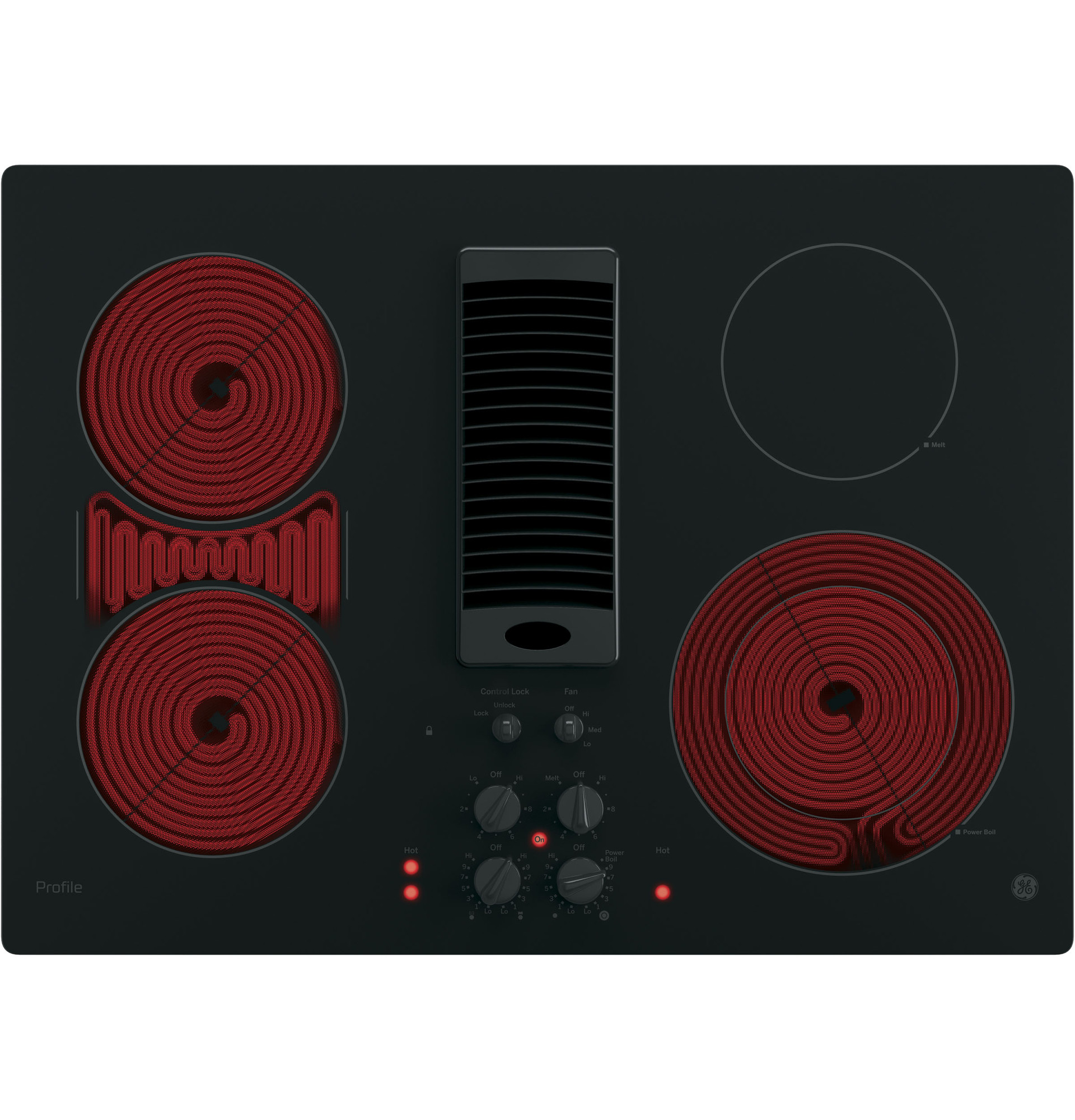 GE Profile PP9830DRBB 30" Electric Downdraft Cooktop with 4 Radiant ...