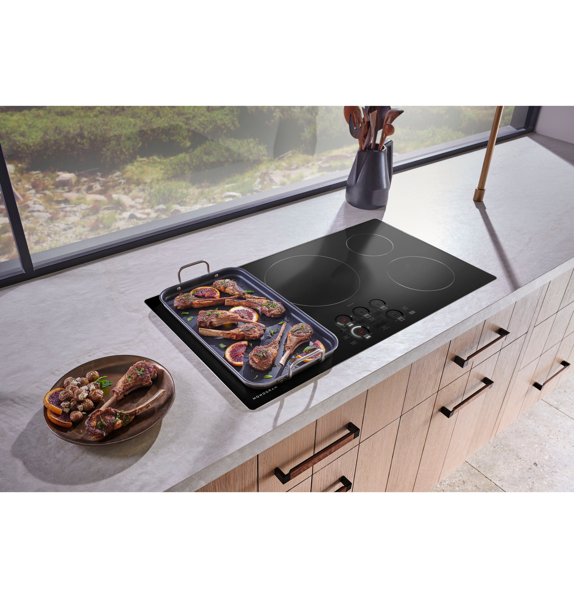 Monogram ZHU36RDTBB 36" Induction Cooktop with Glide Touch Control and ...