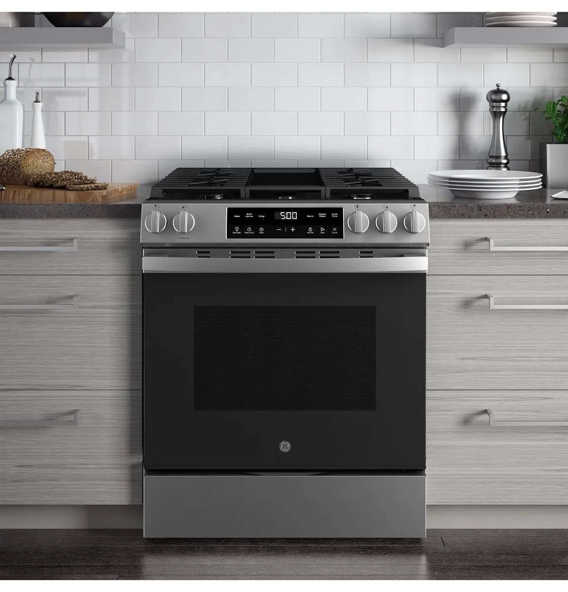 GE GGS500SVSS 30" Slide-In Gas Range 5 Burners Integrated Griddle ...