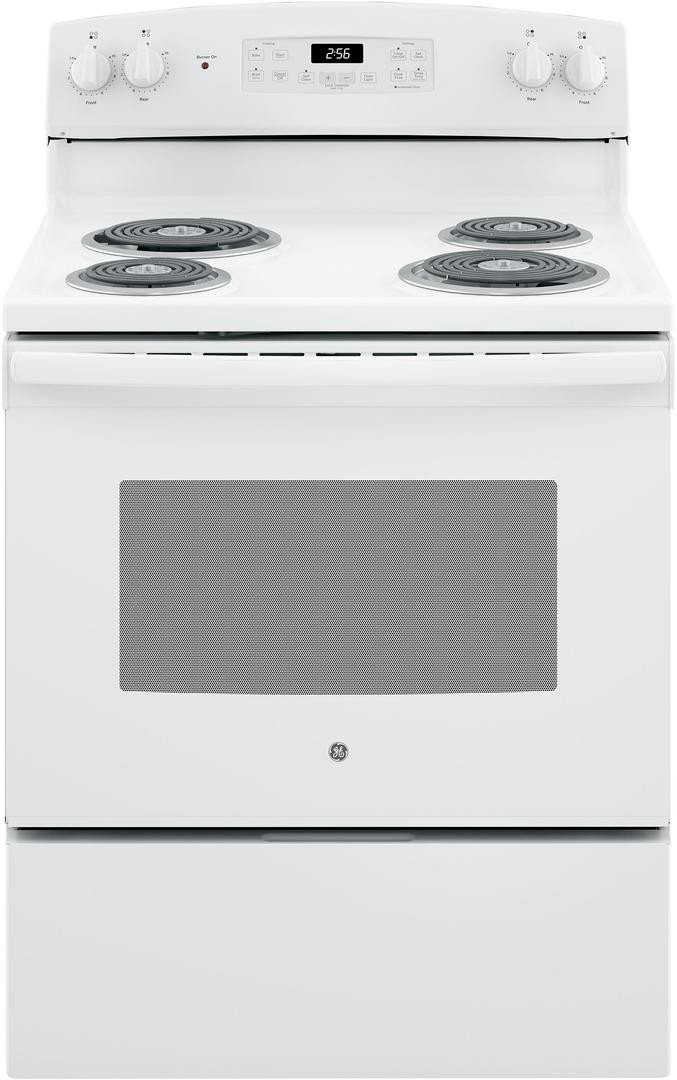 GE JB256DMWW 30" Freestanding Electric Range with SensiTemp Technology ...