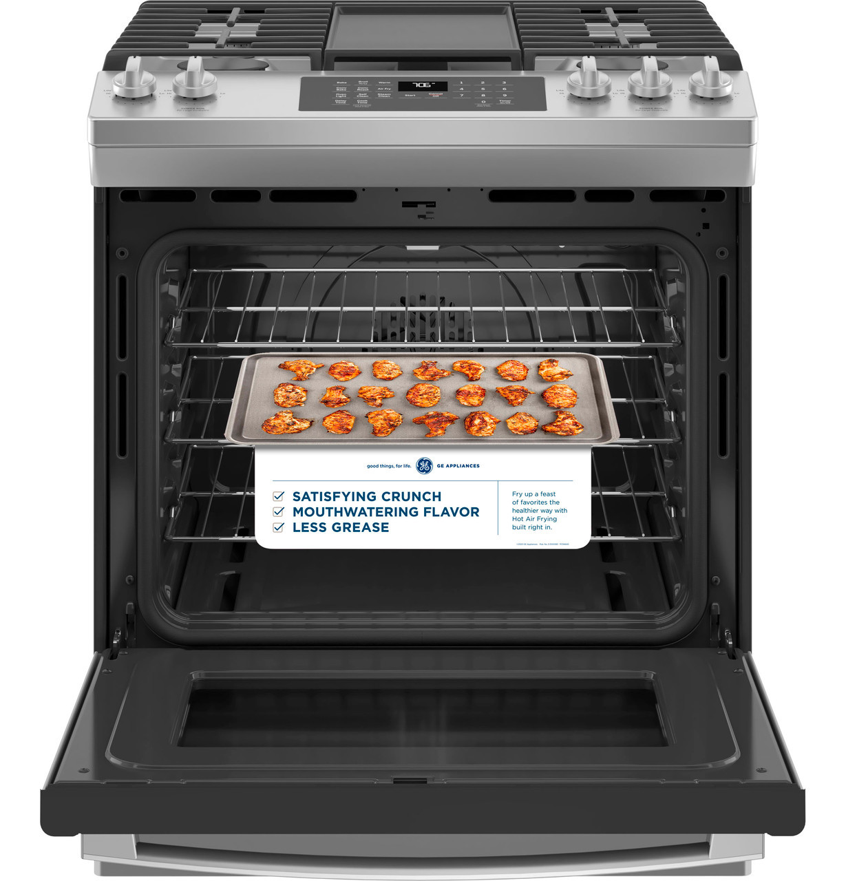GE JGS760SPSS 30" Slide-In Front Control Convection Gas Range with No ...