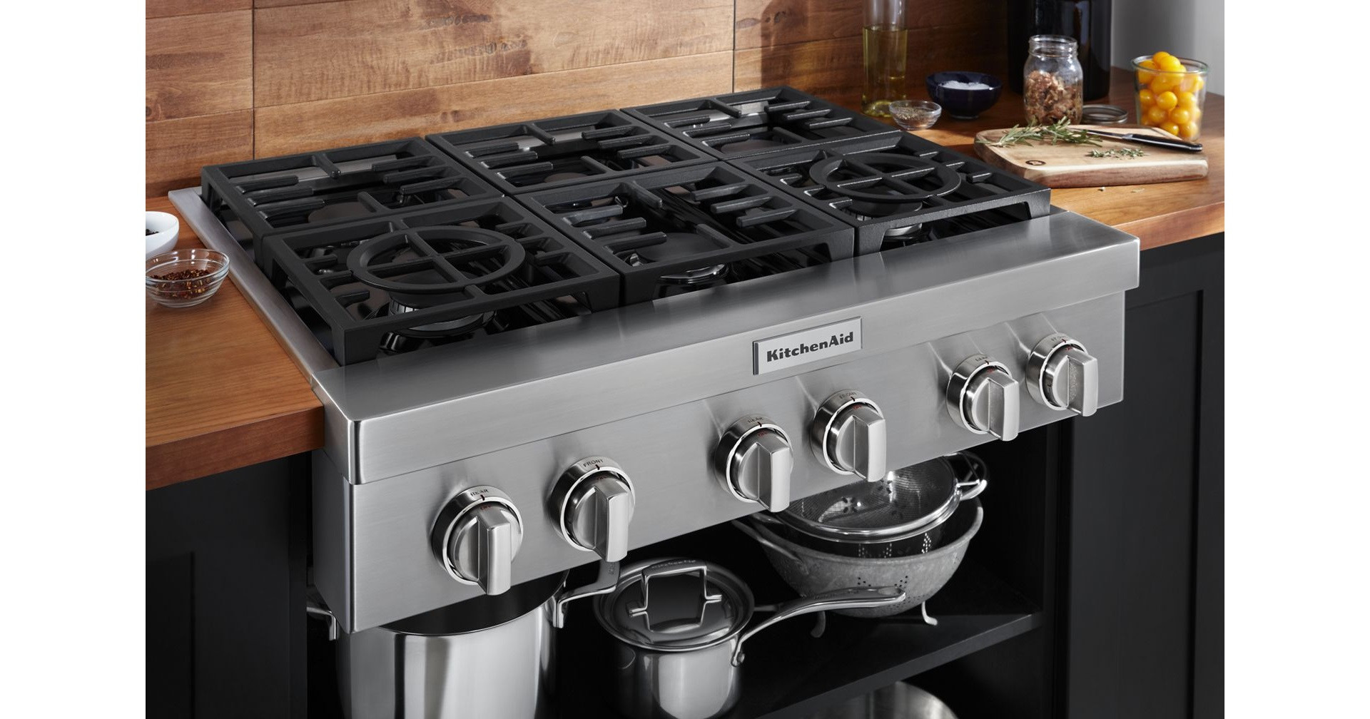 KitchenAid KCGC506JSS 36" Gas Rangetop with Ultra Power Dual Flame ...