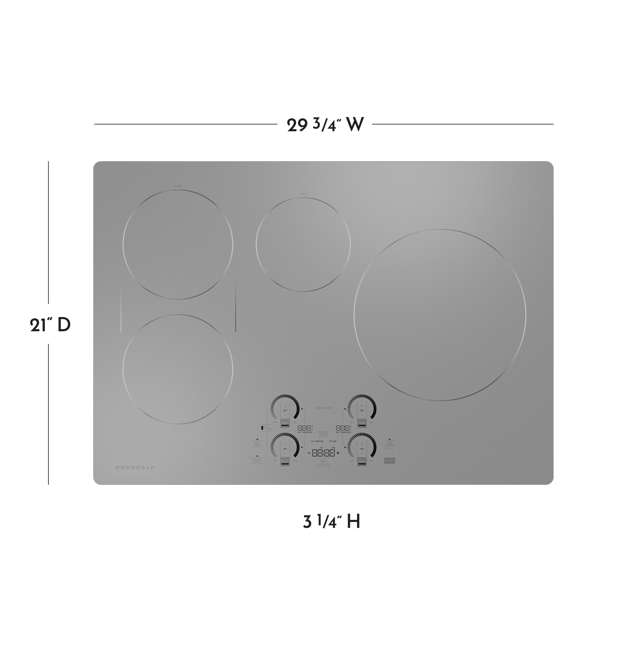 Monogram ZHU30RSTSS 30" Induction Cooktop with Glide Touch Control and ...