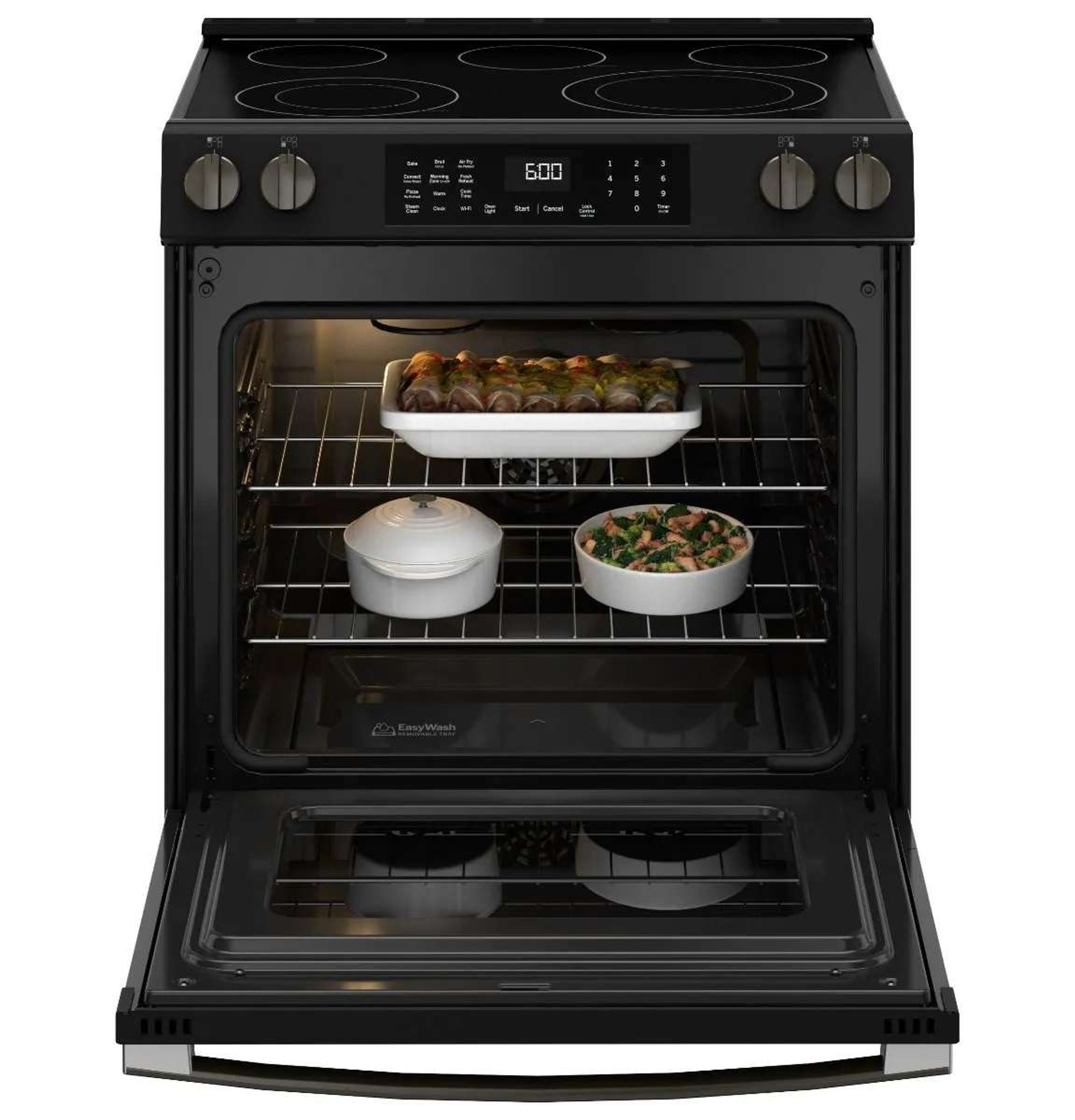 GRS600AVDS GE 30" Slide In Electric Convection Range with No Preheat Air Fry - Black Slate