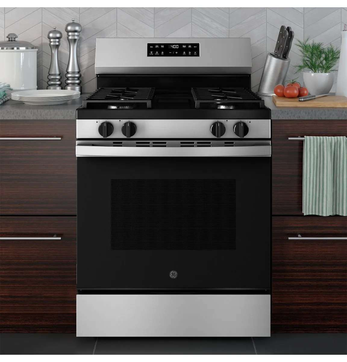 GE GGF400PVSS 30" Free Standing Gas Range with Wifi - Stainless Steel ...