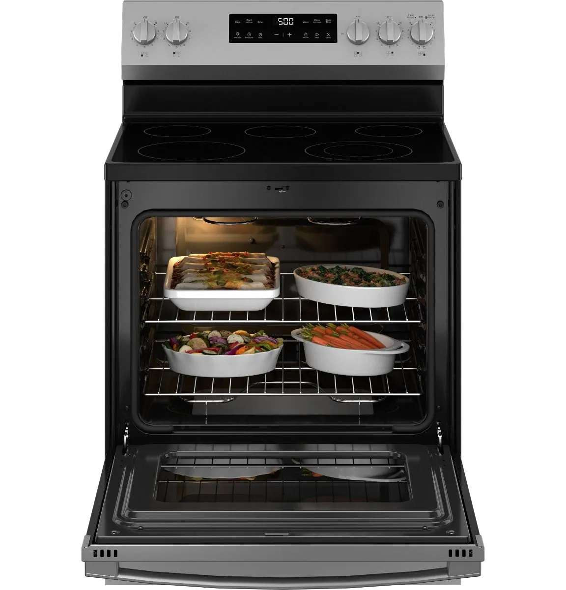 GE GRF500PVSS 30" Free Standing Electric Range 5 Burners - Stainless ...