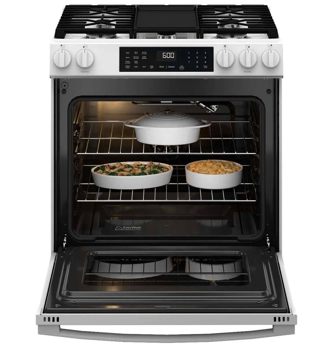 GE GGS600AVWW 30" Slide-In Gas Convection Range with No Preheat Air Fry ...