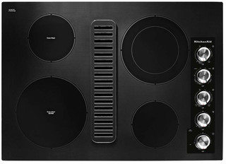 KitchenAid KCED600GBL 30" Electric Downdraft Cooktop with 4 Elements ...
