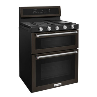 KitchenAid KFGD500EBS 30" Gas Range with Double Oven and Glass Touch ...