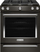 KitchenAid KSGG700EBS 30" Gas Slide-in Convection Range with Glass ...