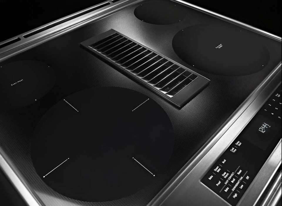 KitchenAid KSEG950ESS 30" Electric Downdraft Slide-In Range with ...