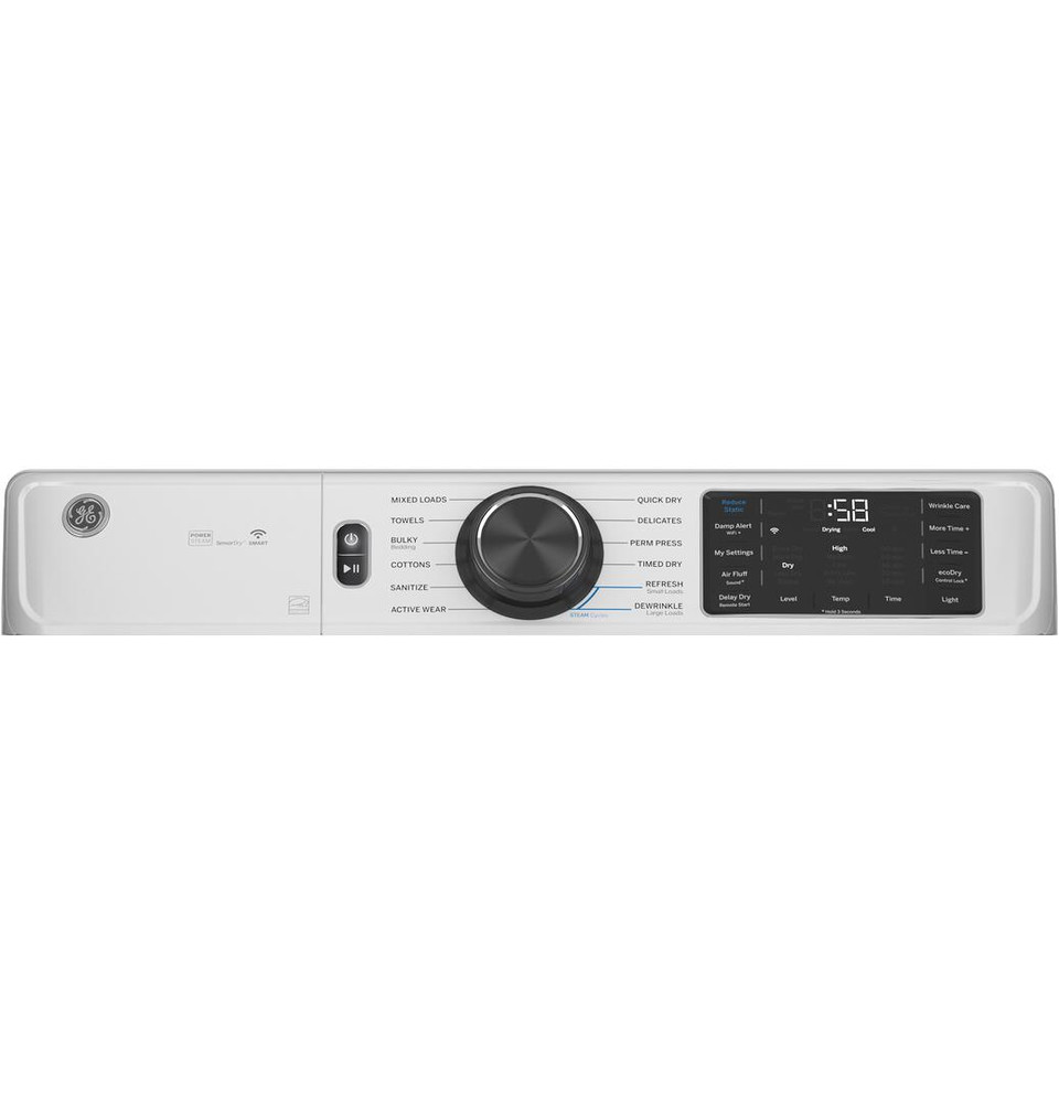 GE GFD65ESSVWW 28" Smart Electric Dryer 7.8 cu. ft. with Steam and ...