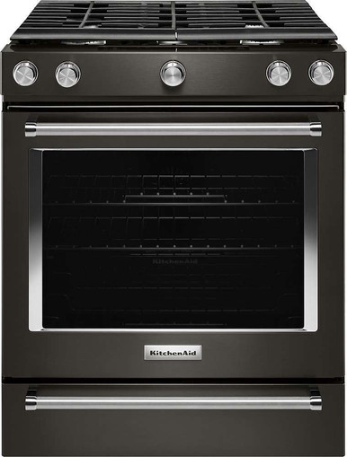 KitchenAid KSGG700EBS 30" Gas Slide-in Convection Range with Glass ...