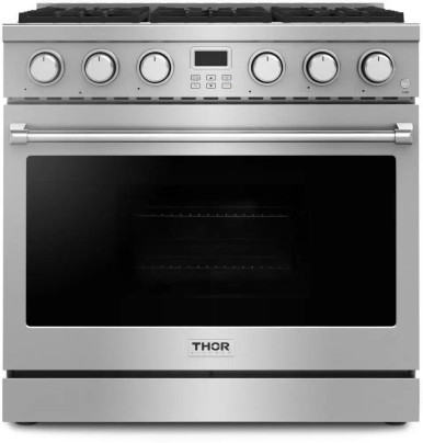 ARG36 Thor Kitchen 36" Gas Range with 6 Sealed Burners and LED Display ...