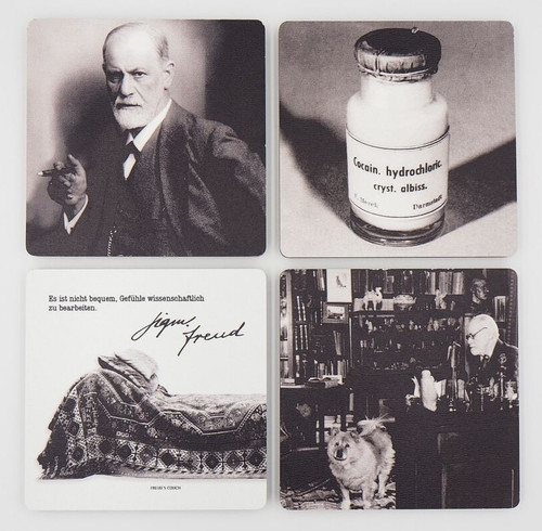 Sigmund Freud Coaster Set of 4 / Freud, Couch, Cocaine, Dog