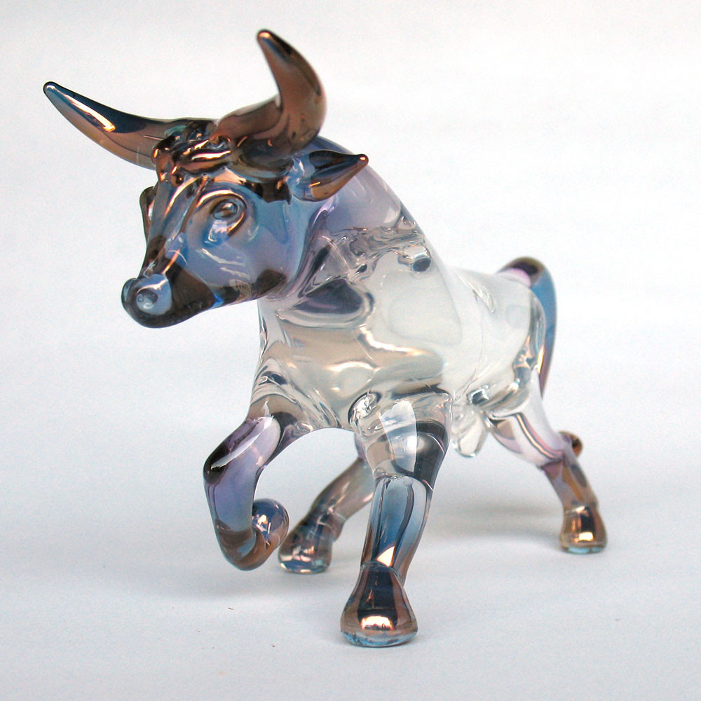 Hand Blown Glass Bull Figurine - Prochaska Gallery