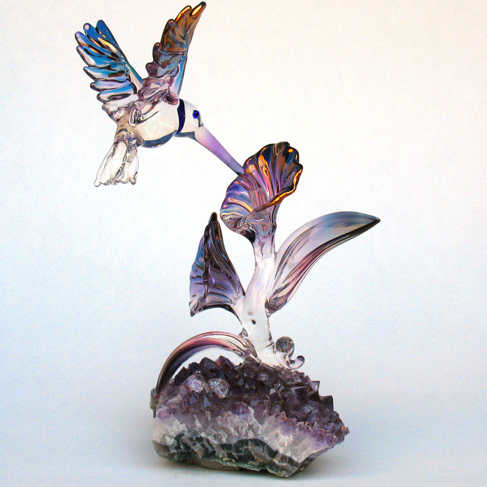 Hand Blown Glass Hummingbird Sculpture - Prochaska Gallery