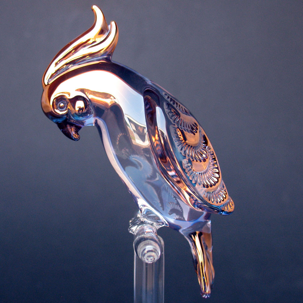Hand Blown Glass Cockatoo - Prochaska Gallery