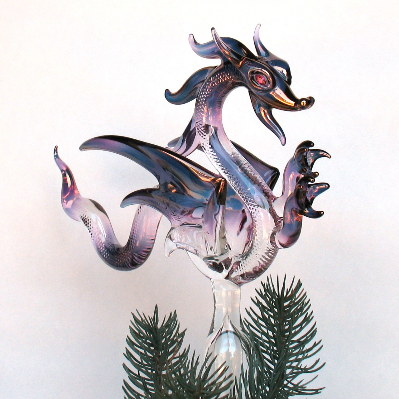 Dragon Christmas Tree Topper Hand Blown Glass Ornament - Prochaska Gallery