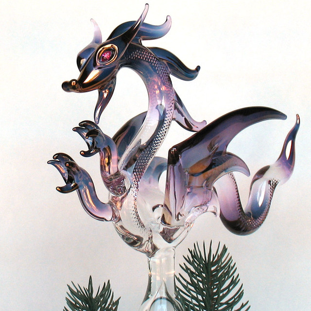 Dragon Christmas Tree Topper Hand Blown Glass Ornament - Prochaska Gallery