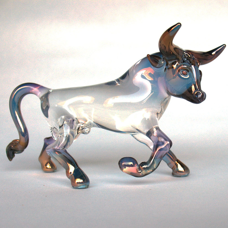 Hand Blown Glass Bison Figurine Buffalo Sculpture - Prochaska Gallery
