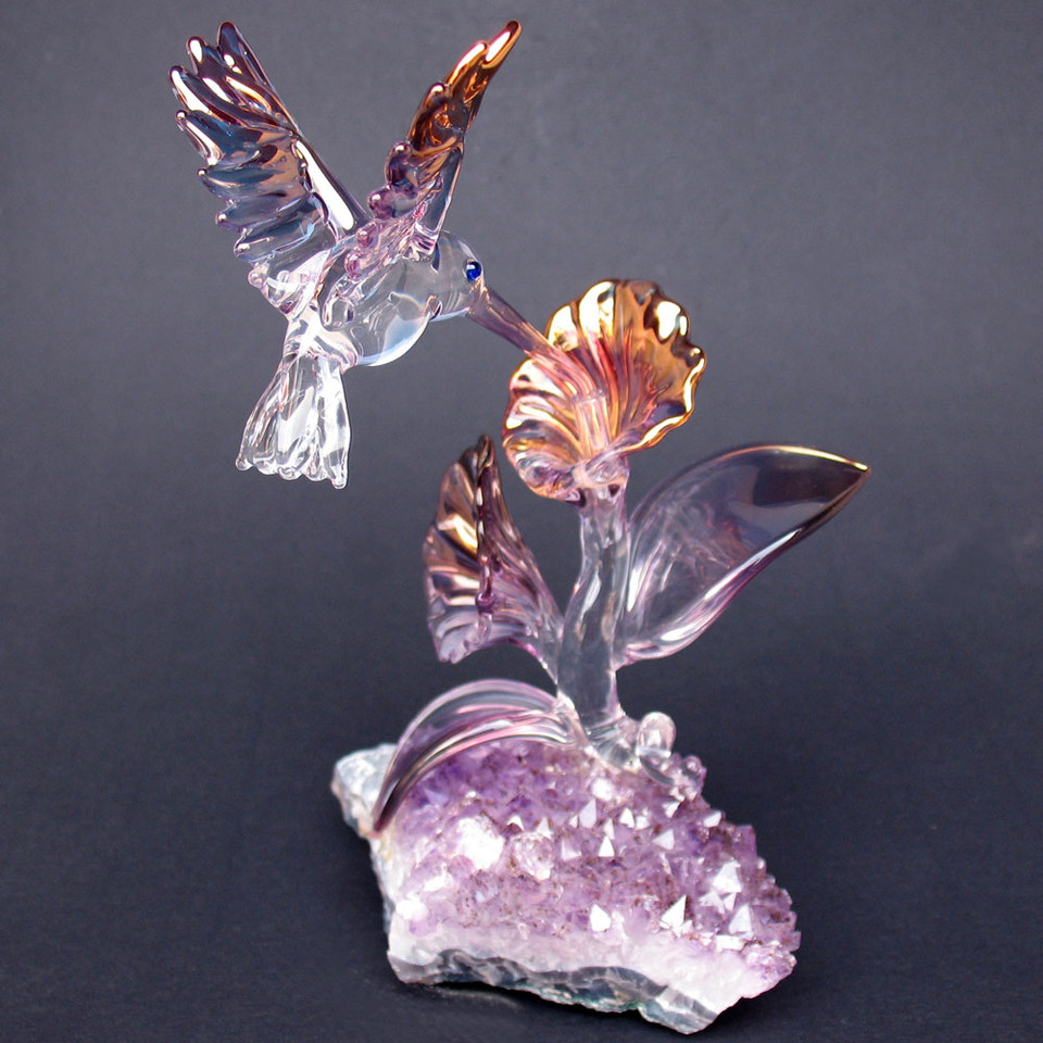 Hand Blown Glass Hummingbird Sculpture - Prochaska Gallery