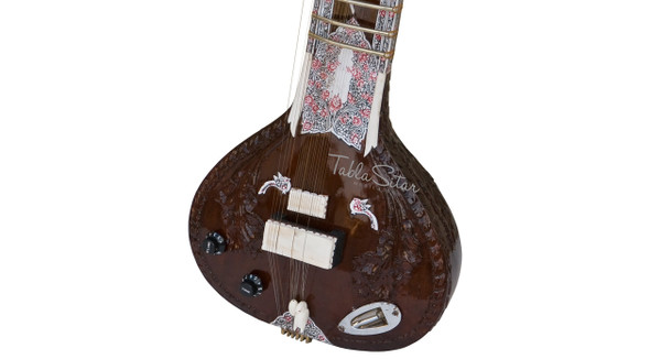 buy electric sitar for sale, maharaja electric sitar, flower design ...