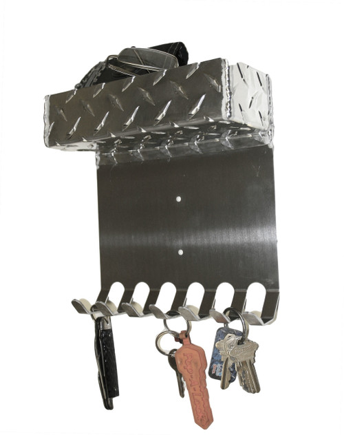 Man Cave Diamond Plate Key Holder and Tray
