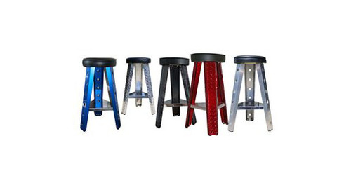 Man Cave Diamond Plate or Smooth Aluminum Garage Stool