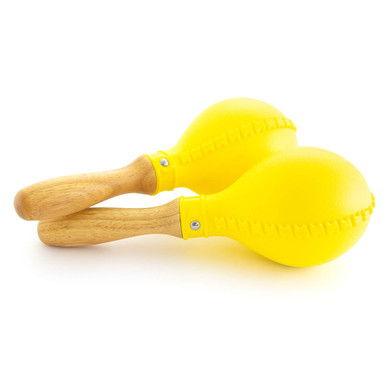 Yellow Maracas with Wooden Handle - DJM Music Ltd