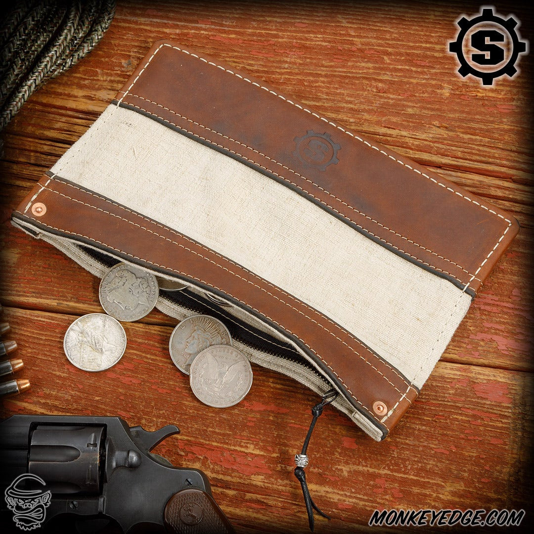 Monkey Edge - Starlingear Leather Bank Bag: Vintage Style w/1800s Hemp