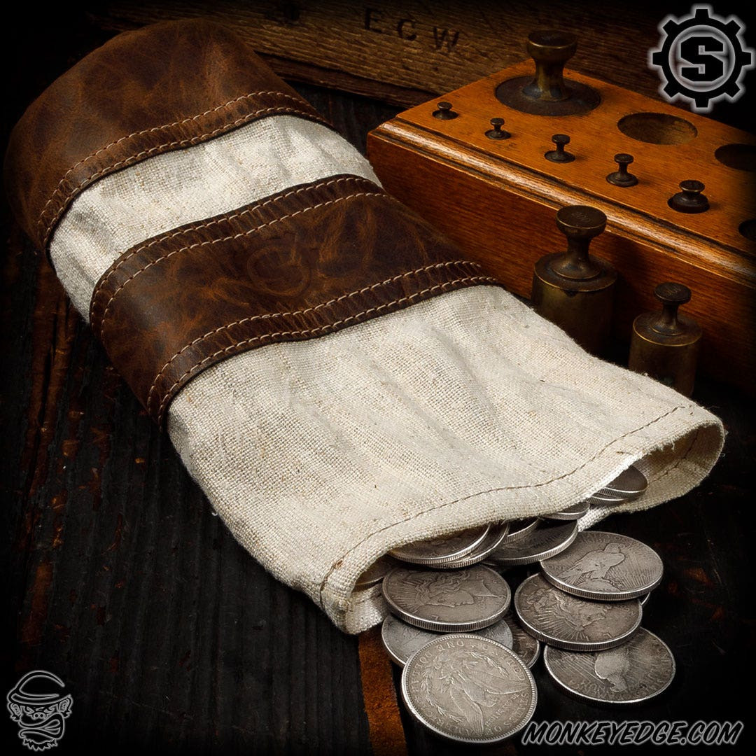 Monkey Edge - Starlingear Leather Bullion Bag: Vintage Style w/1800s Hemp