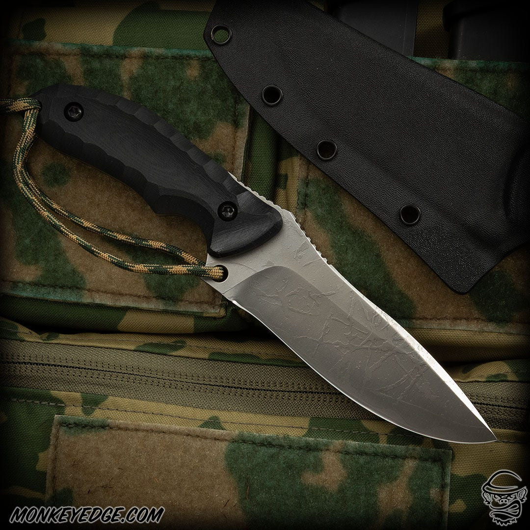 Monkey Edge - Kiku Matsuda Knives: Aoba - Acid Washed/Black G10