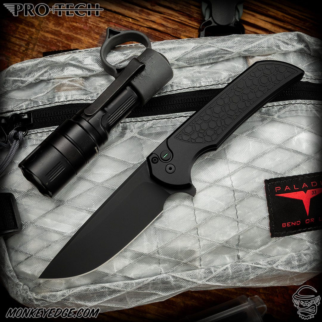 Monkey Edge - Pro-Tech Knives: Mordax Operator - Black/Black Gridlock