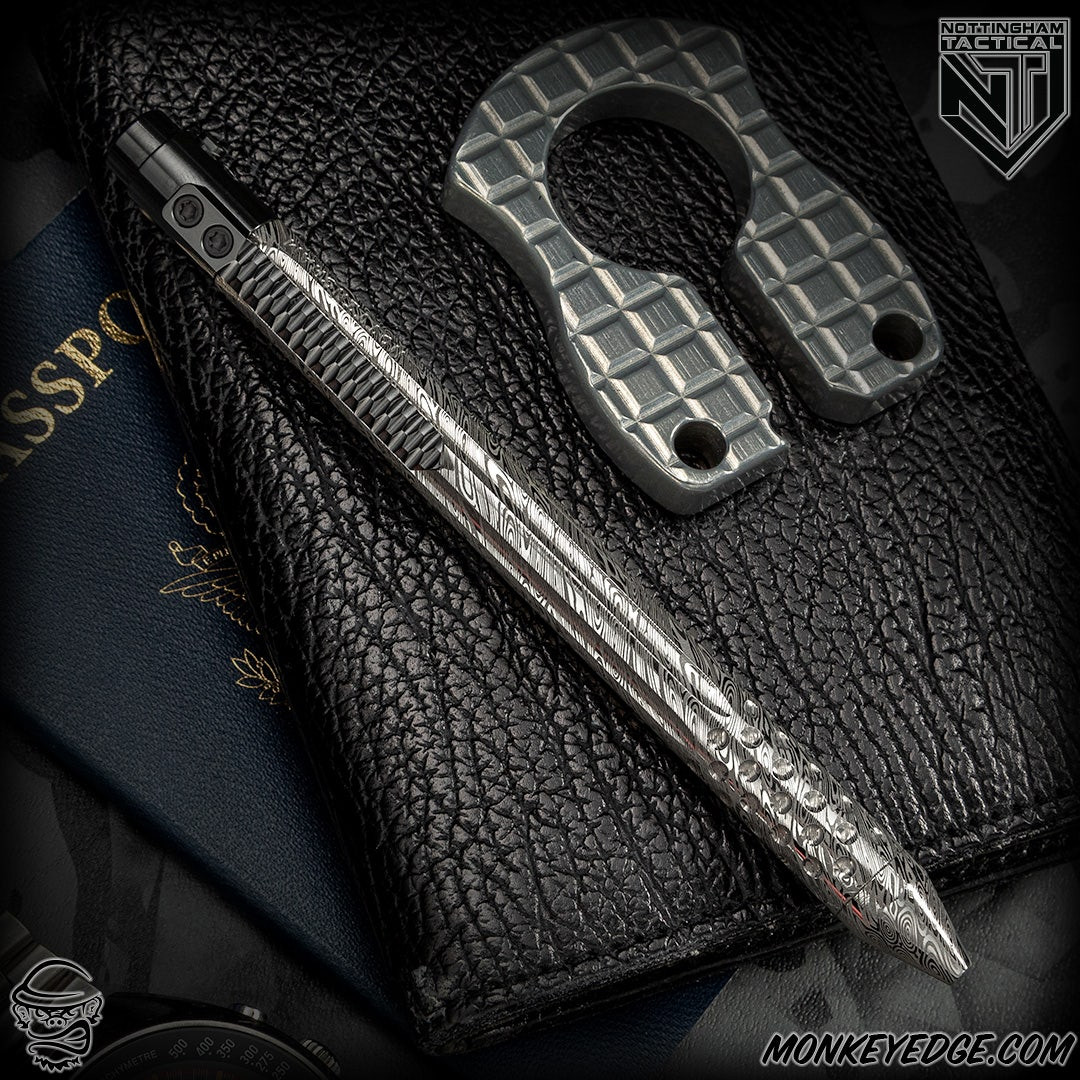 Monkey Edge - Nottingham Tactical Pen: G2 Full Size - Damasteel w/Zirc ...