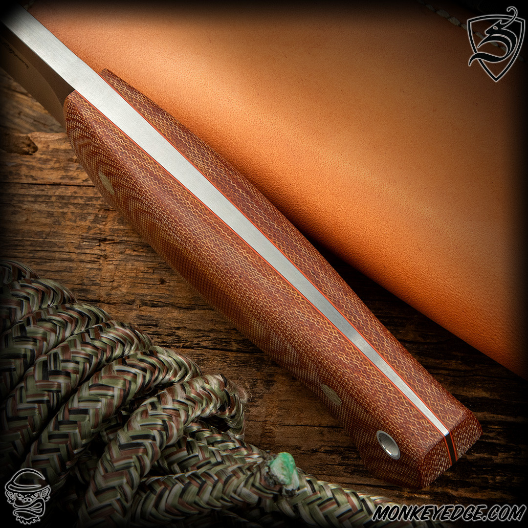Monkey Edge - Sharpwerks: SUK - Blasted/Brown Micarta w/Orange Liners