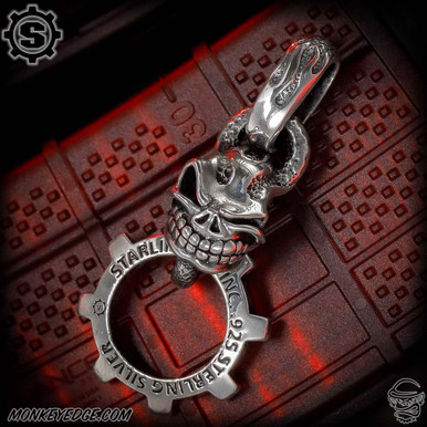 Monkey Edge - Starlingear Pendant: Hot Head Slickster w/Gear Hoop - Silver