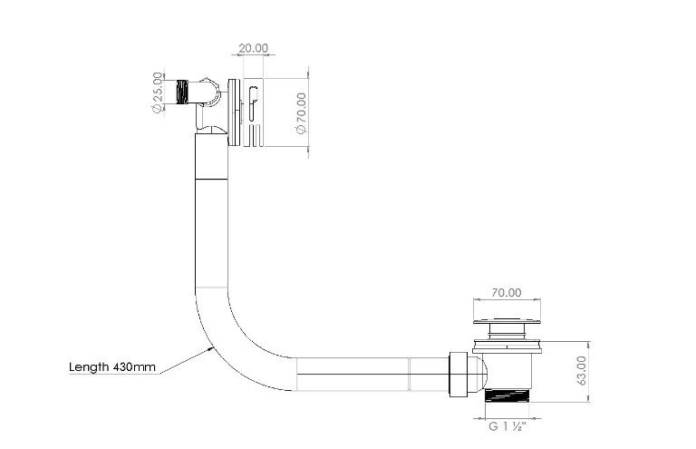 Saneux Cos Bath Filler Overflow and Clicker Waste
