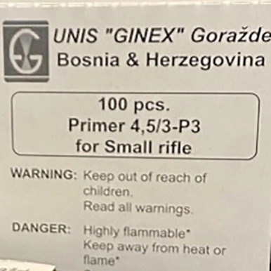 Unis Ginex Small Rifle Primers - 100 count